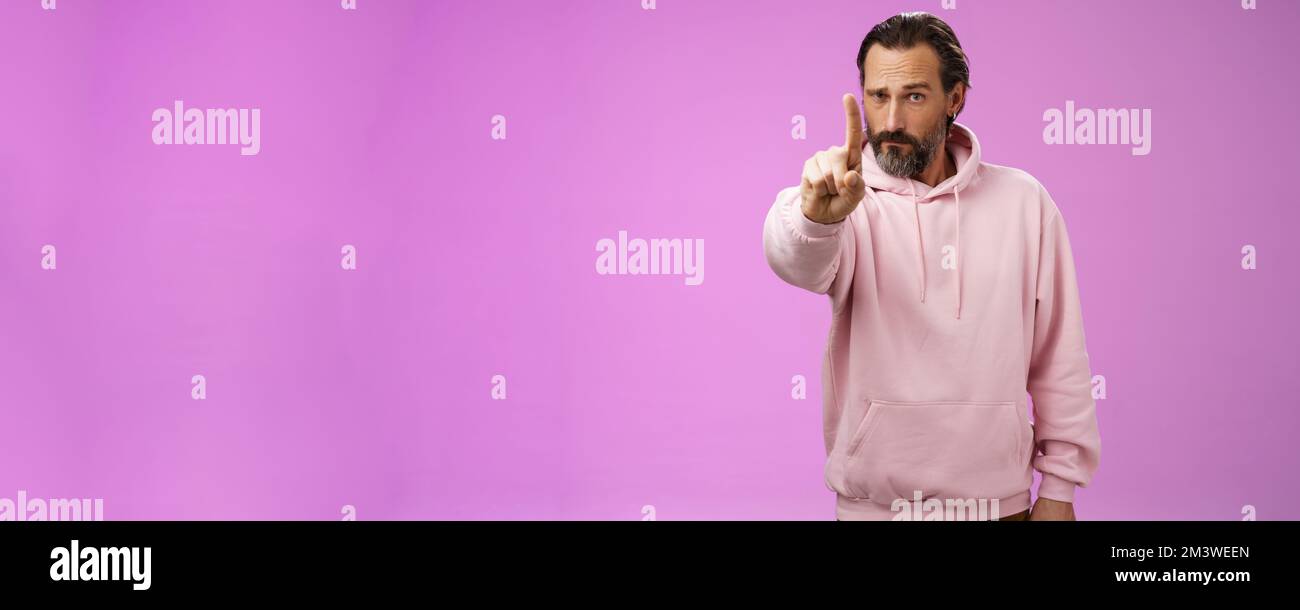 One rule listen. Serious-looking bossy focused determined adult bearded ...