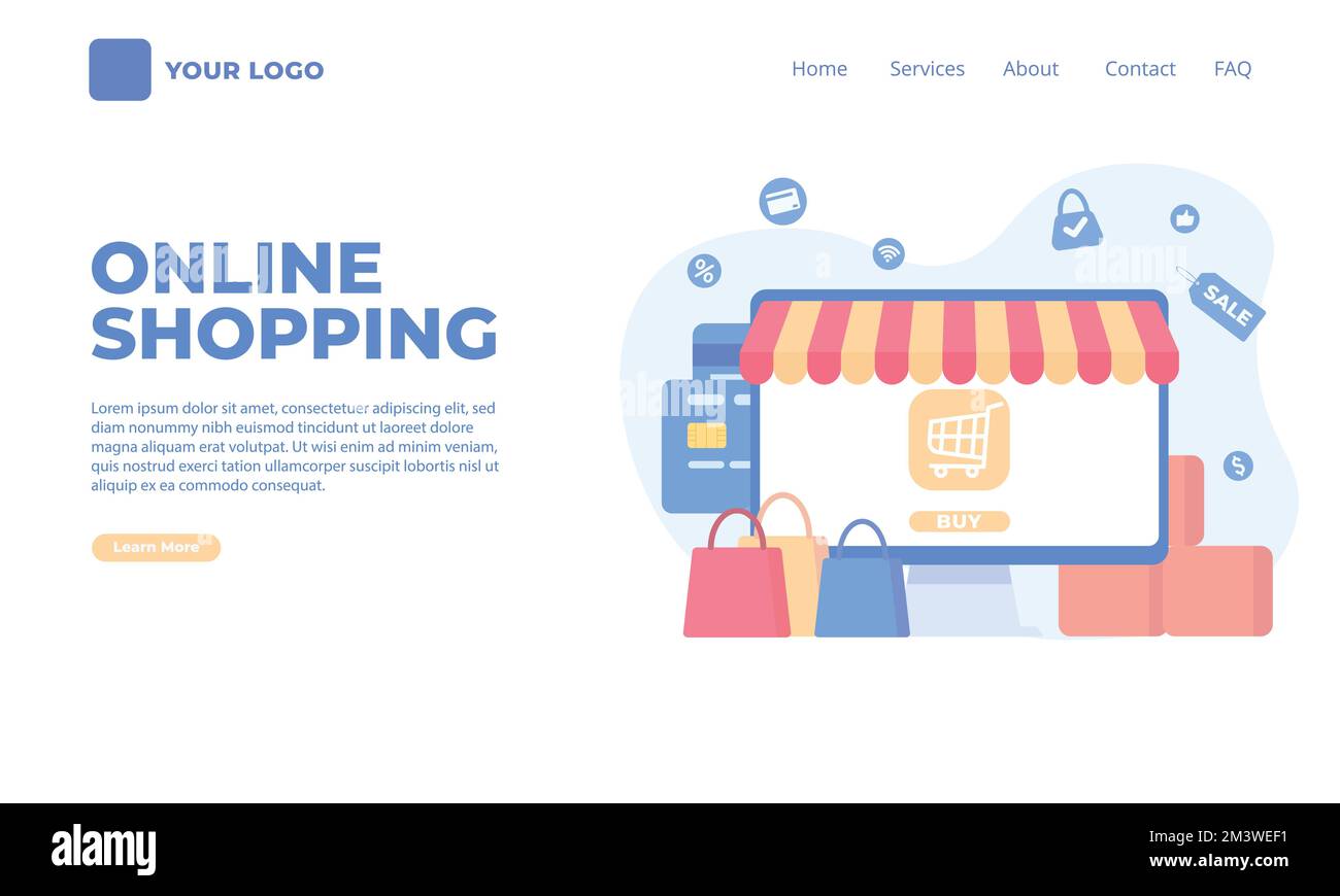Online shopping store with mobile concept. Modern flat design concept ...