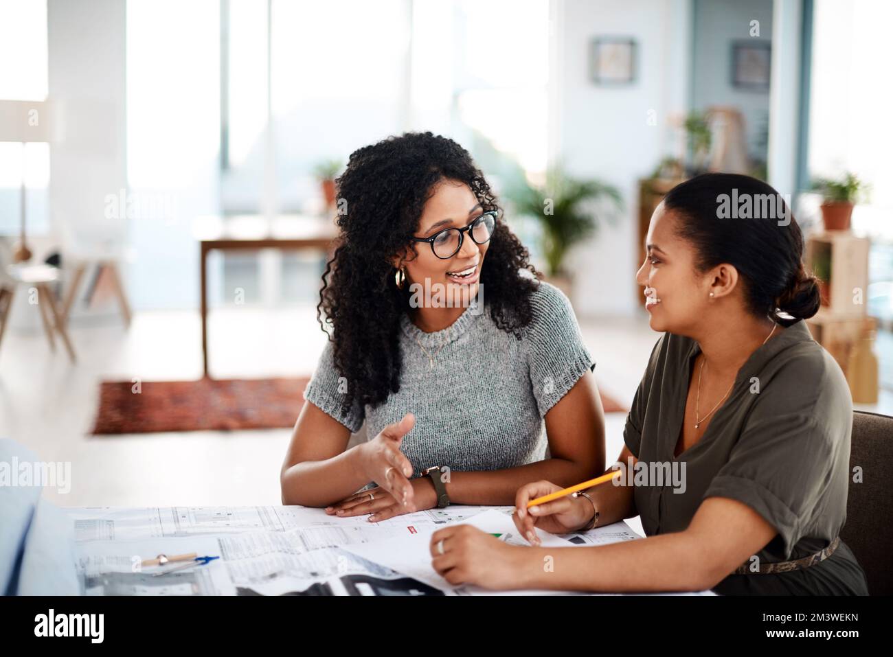 The talent responsible for first class designs. two young businesswomen ...