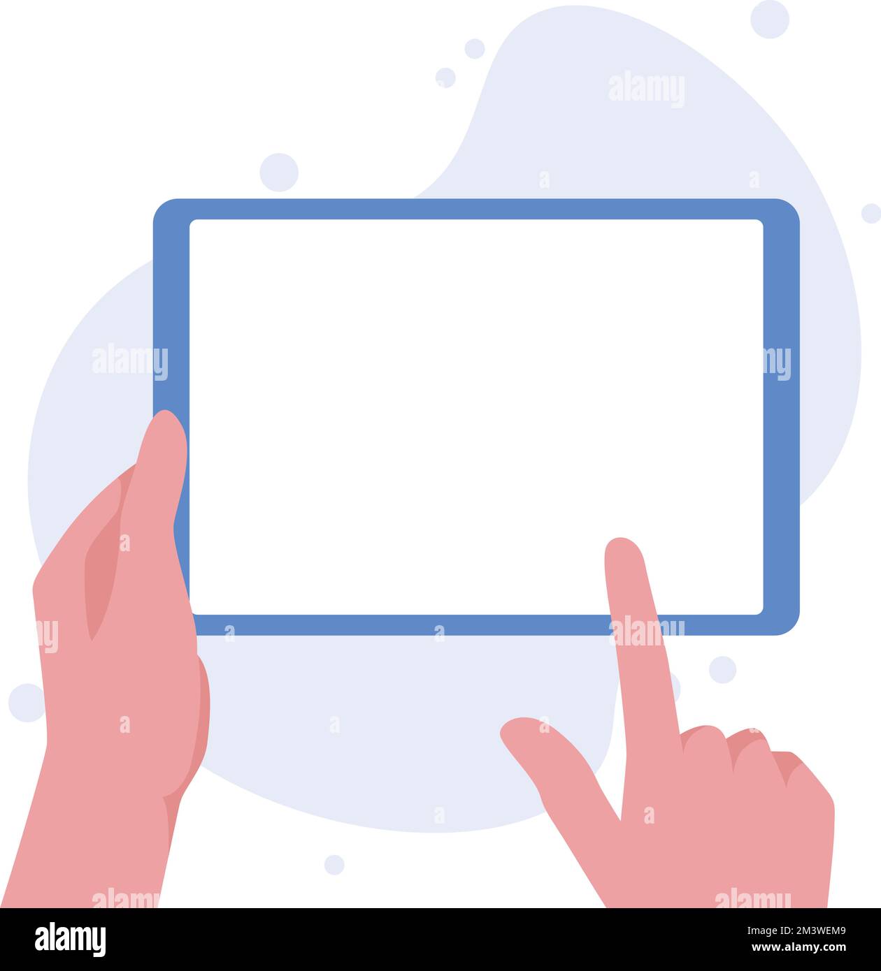 Hand holding tablet with blank screen vector illustration. tab with ...