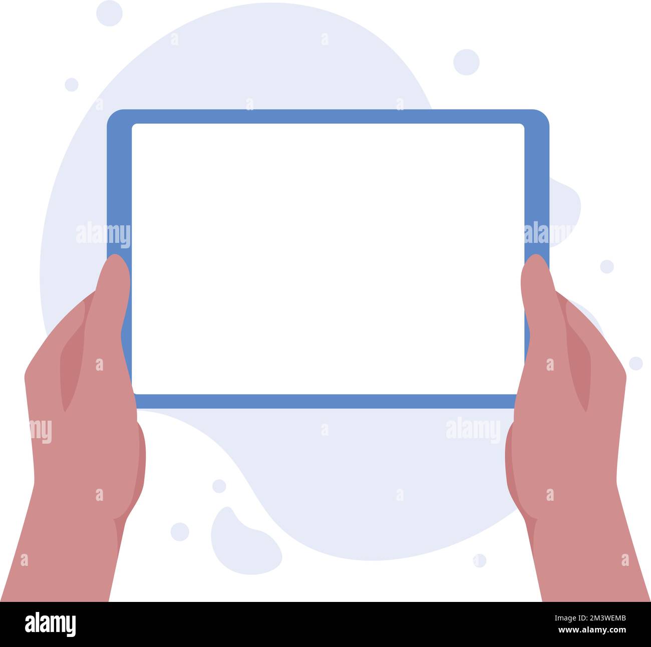 Dark skin hand holding tablet vertically with blank screen vector ...