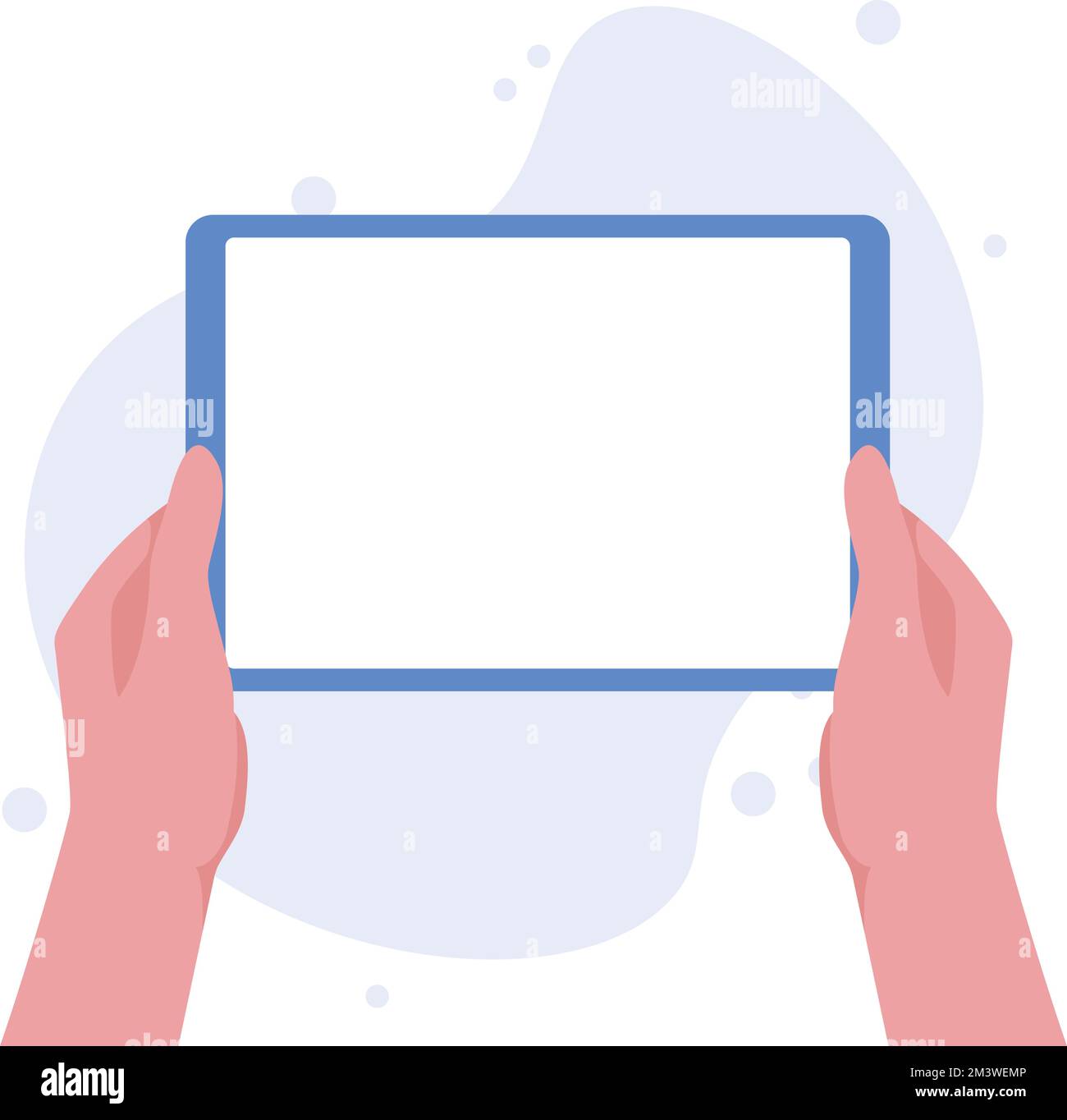 Hand holding tablet with blank screen vector illustration. tab with ...