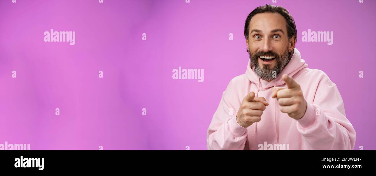 Thrilled energized charismatic happy lucky adult handsome bearded man ...