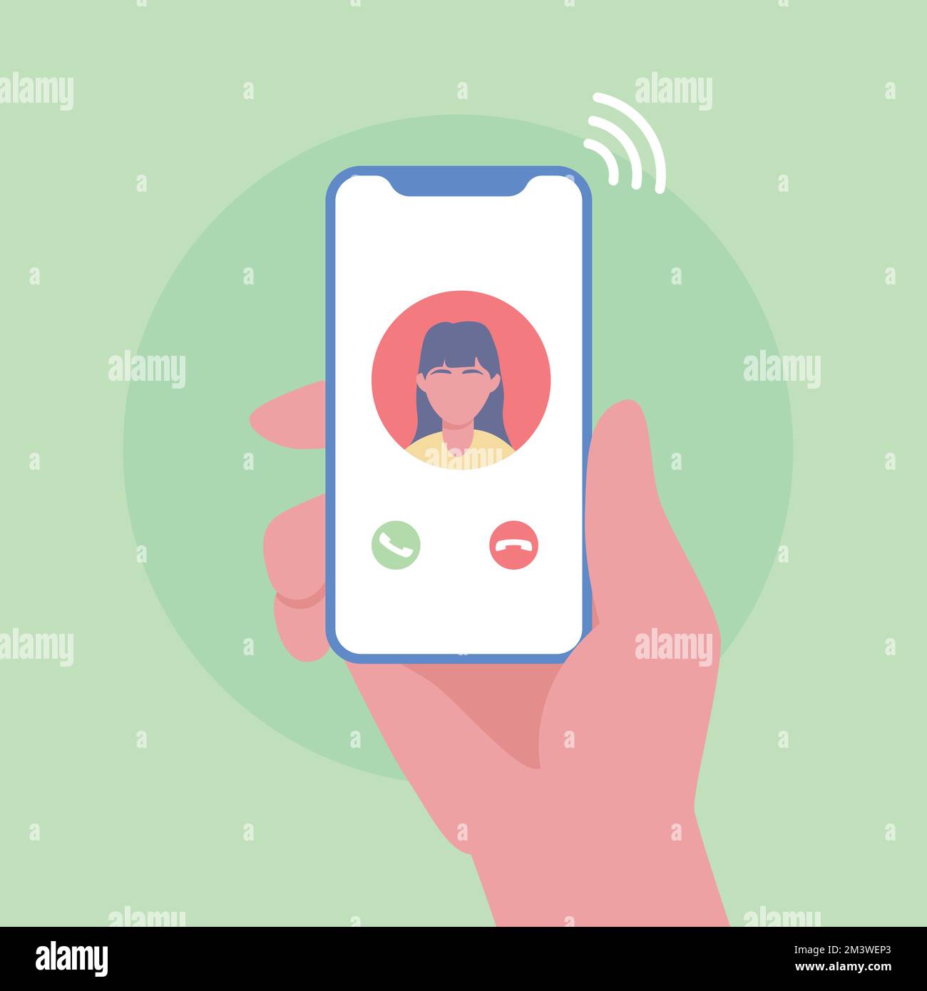 Female Hand Holding smartphone With Incoming Call. Mobile application ... Female Hand Holding smartphone With Incoming Call. Mobile application ...