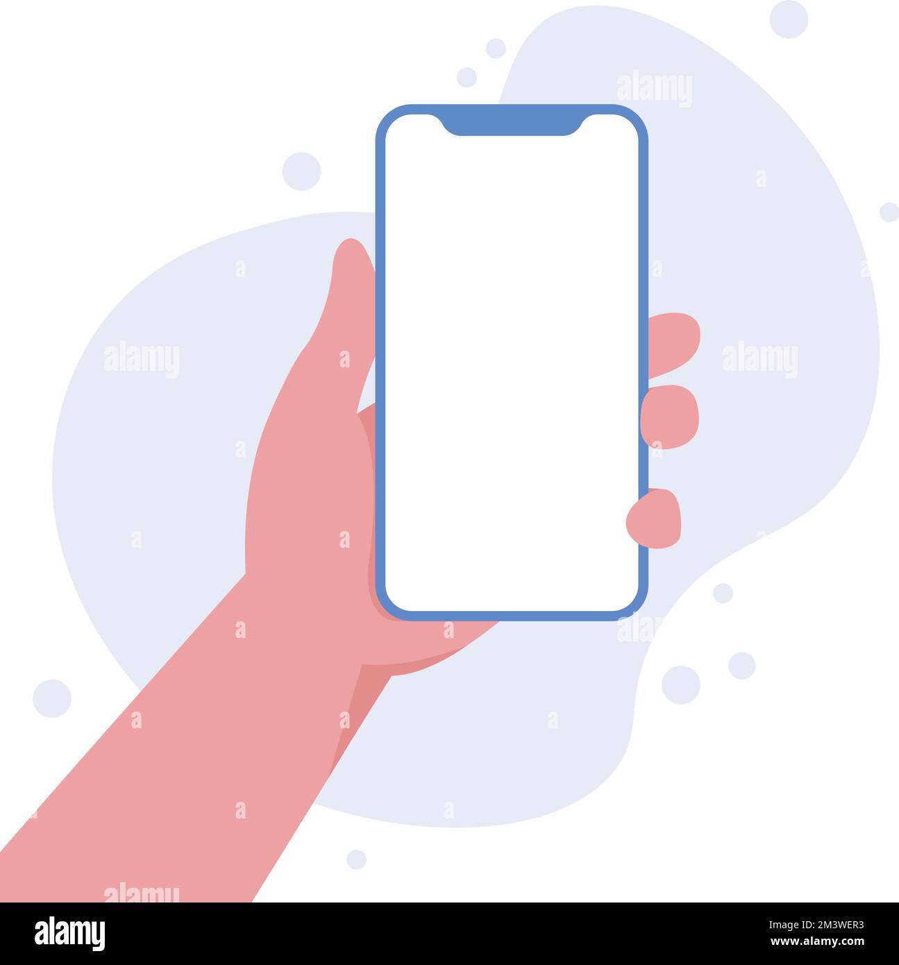 Hand holding smartphone vertically with blank screen vector ...