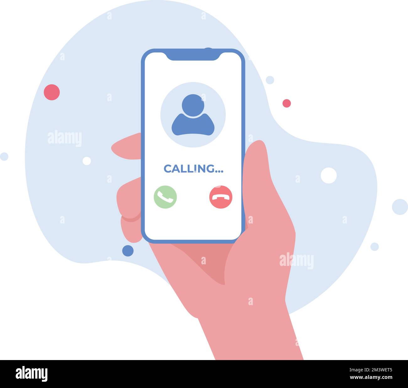 Incoming call on mobile phone. Hand holding smartphone with incoming ...