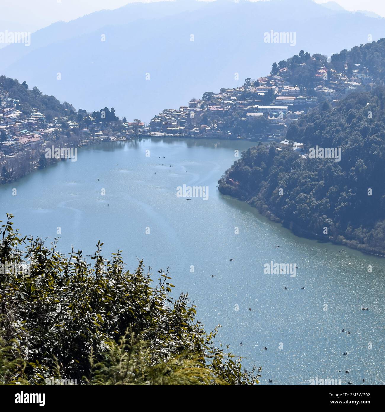 Full view of Naini Lake during evening time near Mall Road in Nainital ...