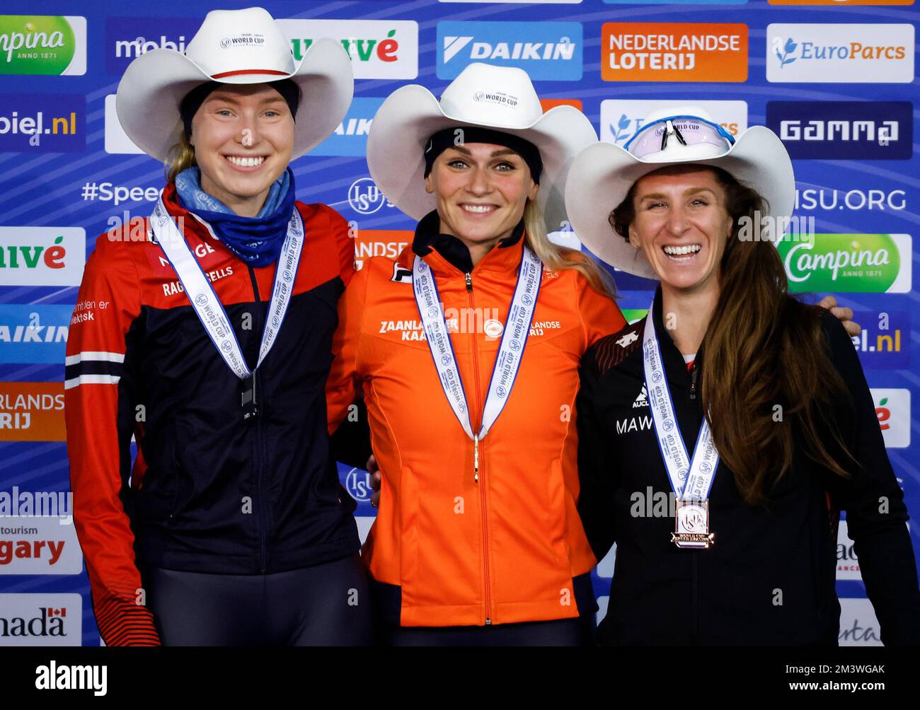 December 16, 2022, Calgary, AB, CANADA: Irene Schouten, centre, of the ...