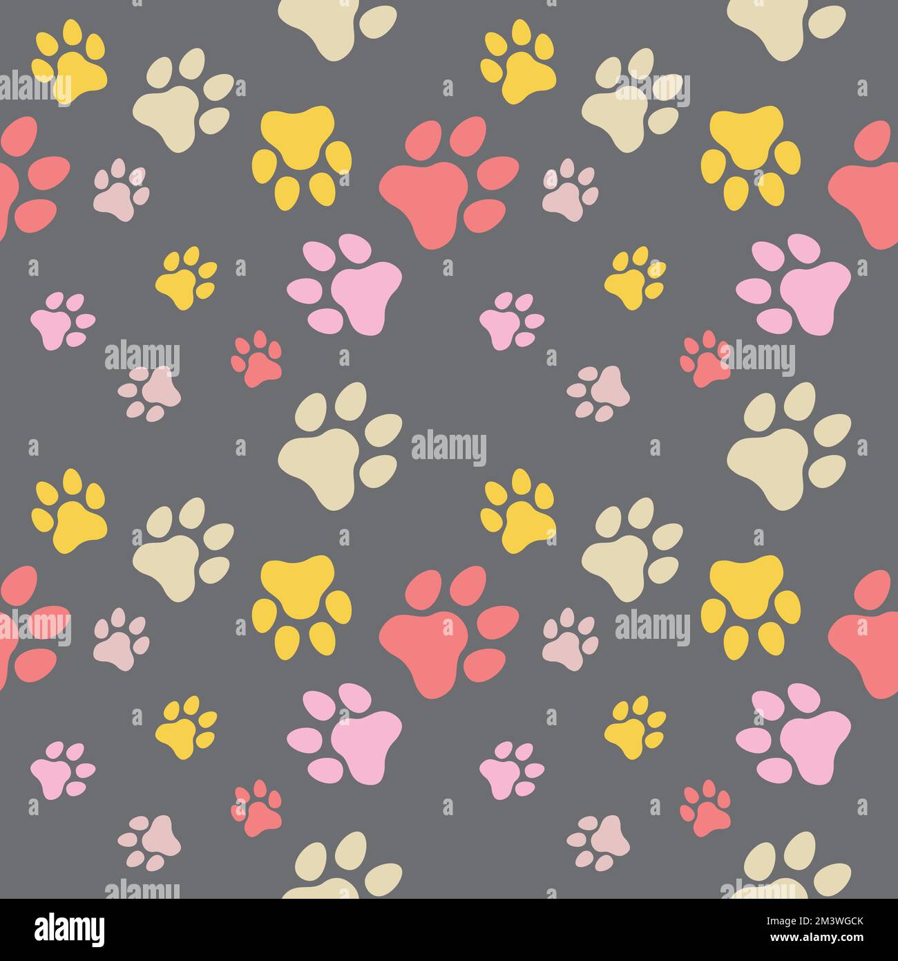 Paw seamless pattern vector doodle abstract animal footprint background ...