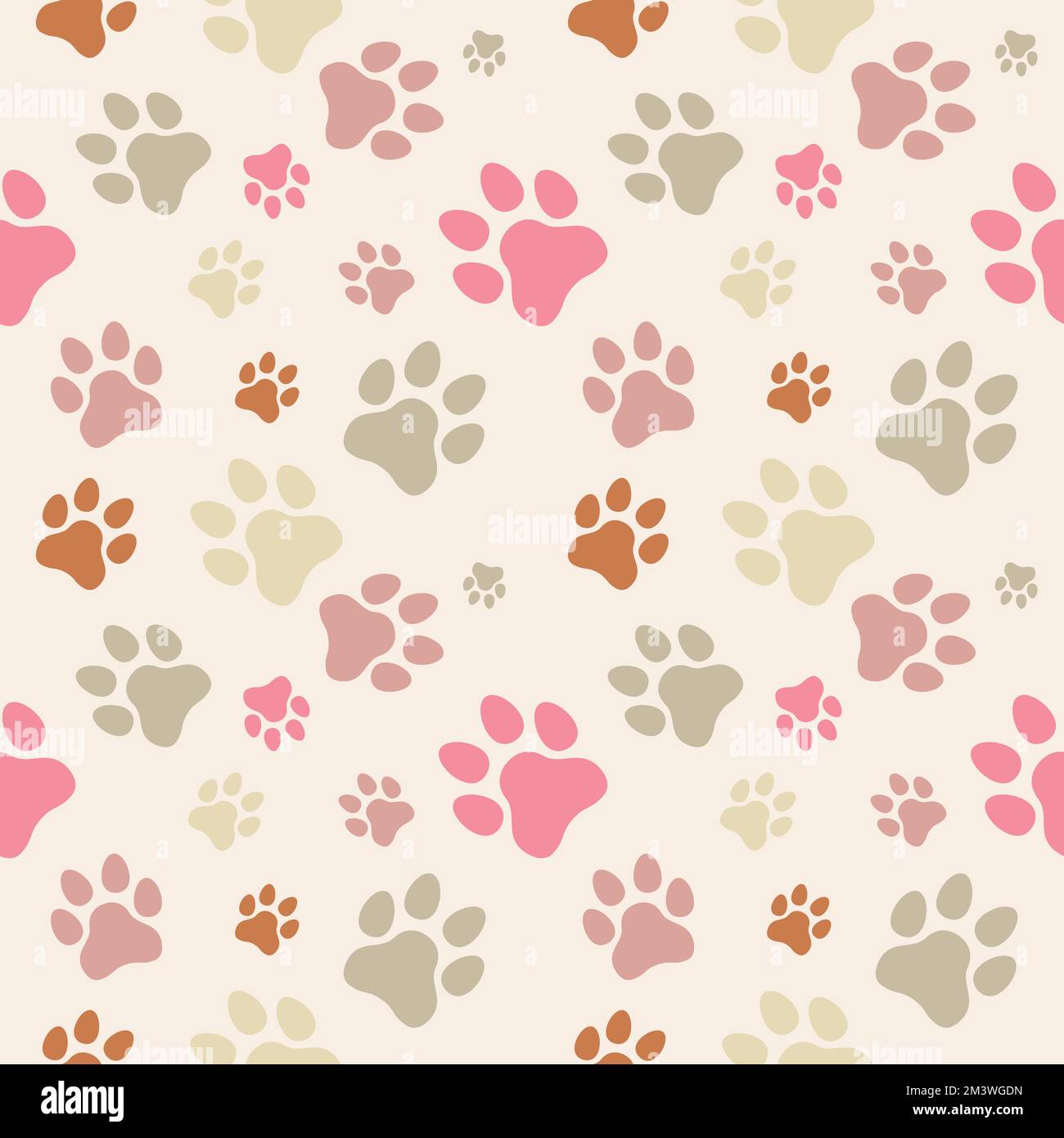 Paw seamless pattern vector doodle abstract animal footprint background ...