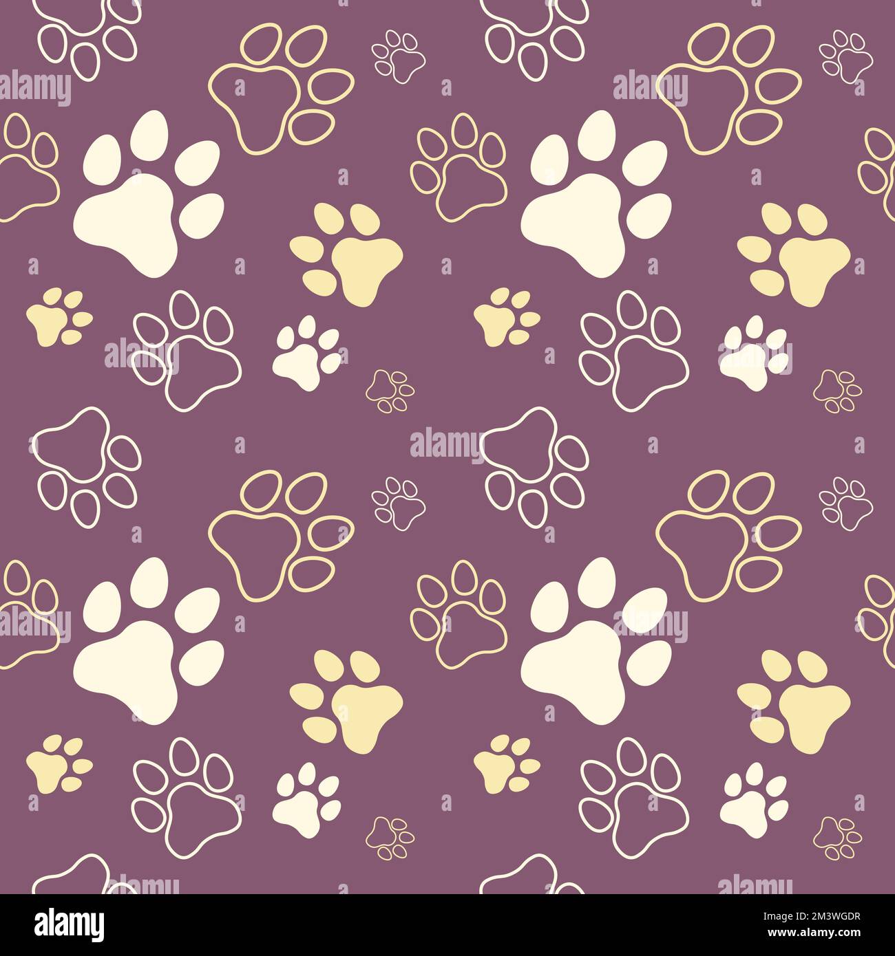 Paw seamless pattern vector doodle abstract animal footprint background ...