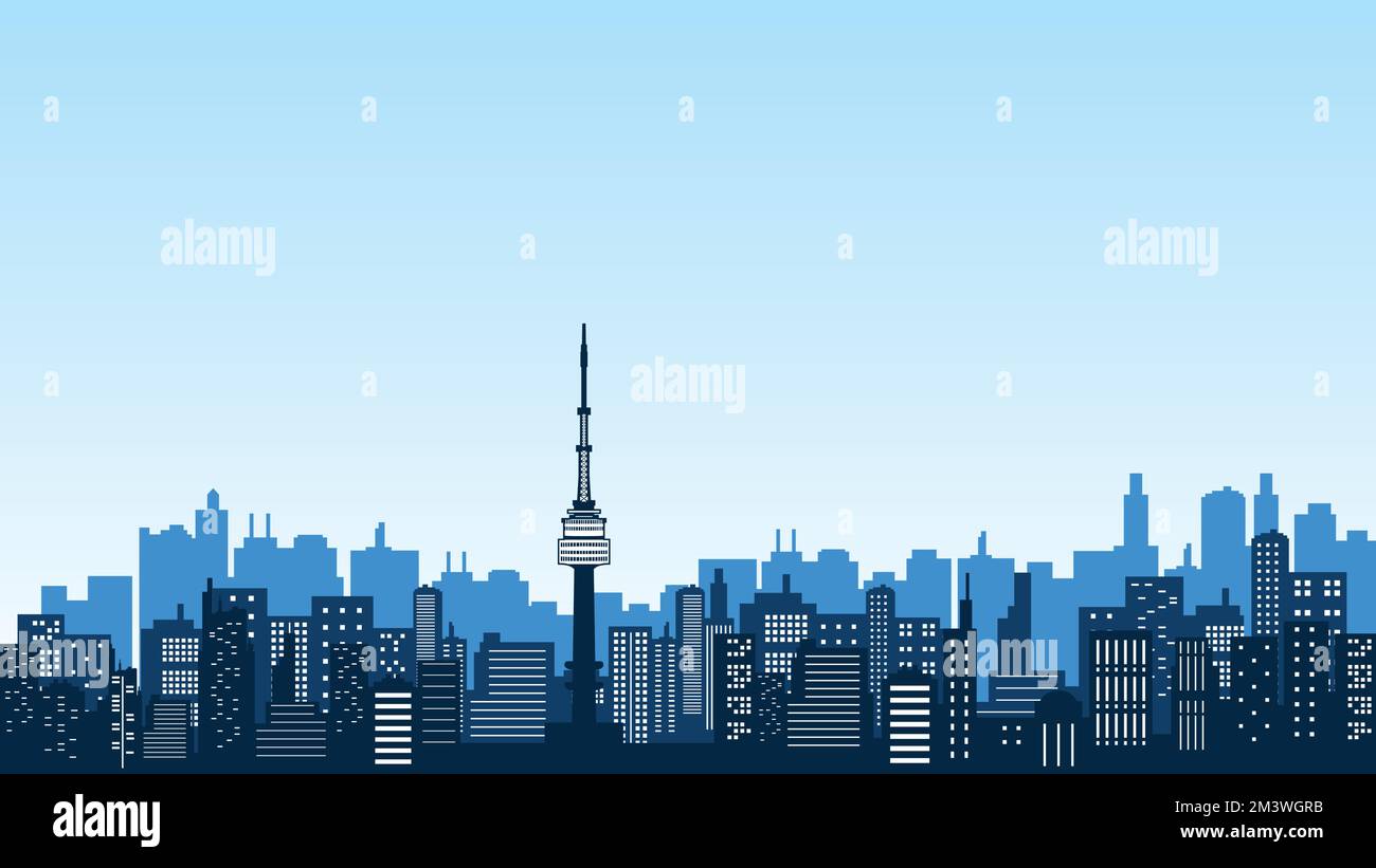 High namsan tower silhouette in a city with lots of buildings. City ...