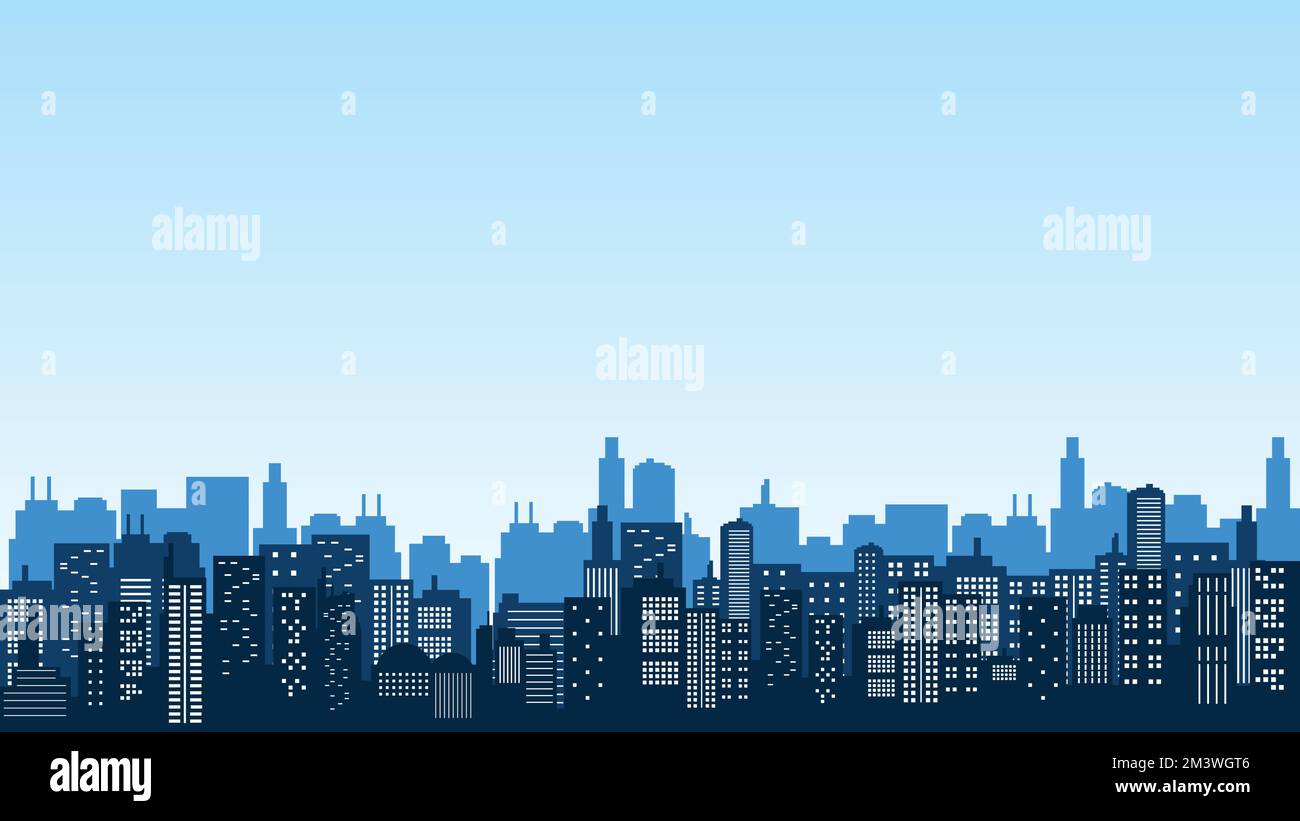 An illustration of a city building with many windows in the morning ...