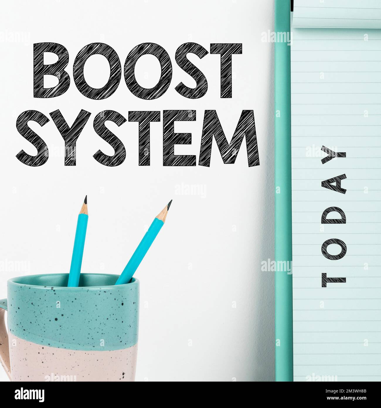 Handwriting text Boost System. Concept meaning Rejuvenate Upgrade ...