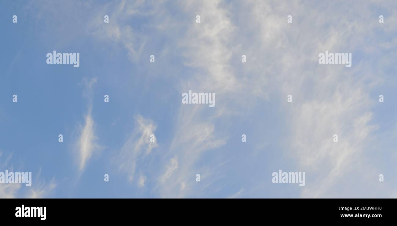 Panorama Bright blue sky with light clouds of interesting shape Stock ...