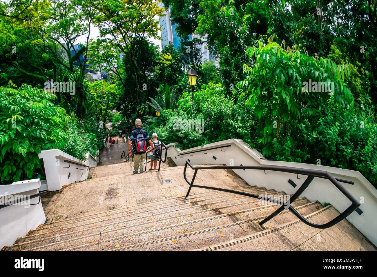 Long staircase leading to Raffles Garden - This garden is named after ...