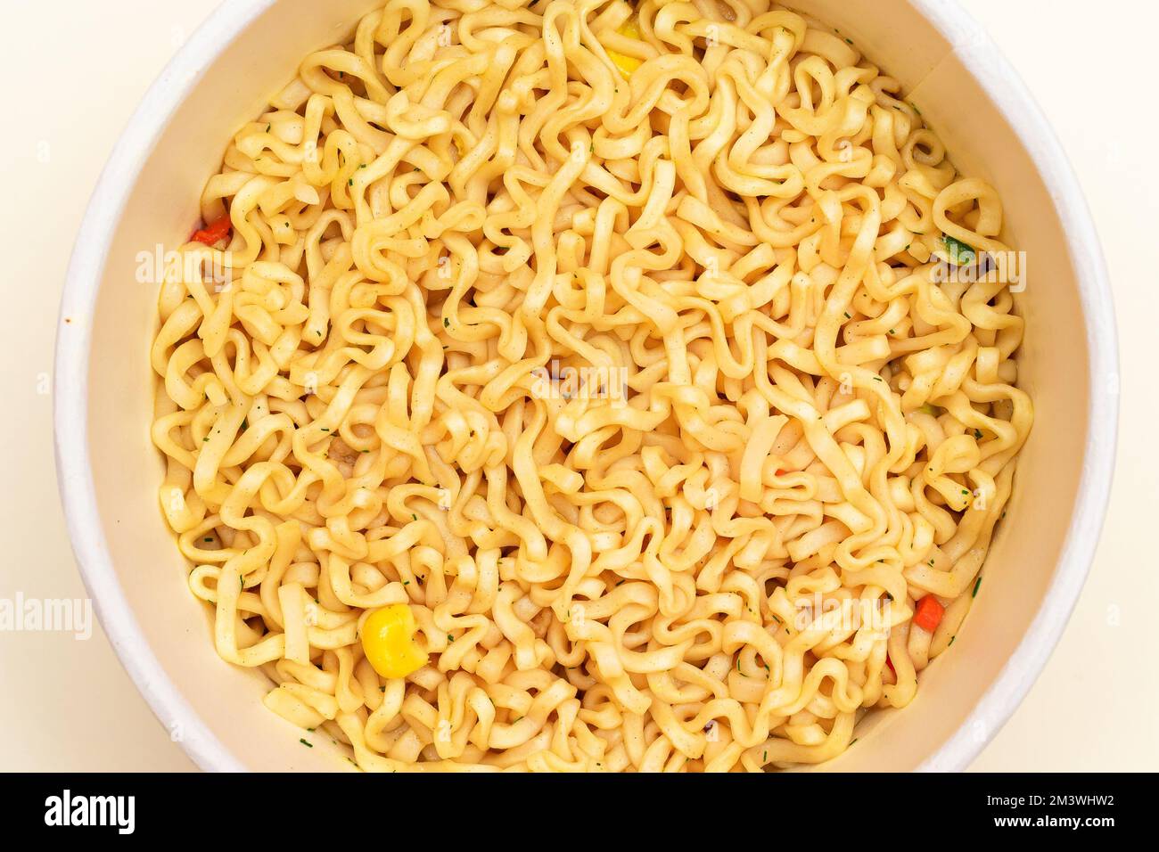 Instant Noodles in Disposable Cup on White Background - Top View. Asian ...