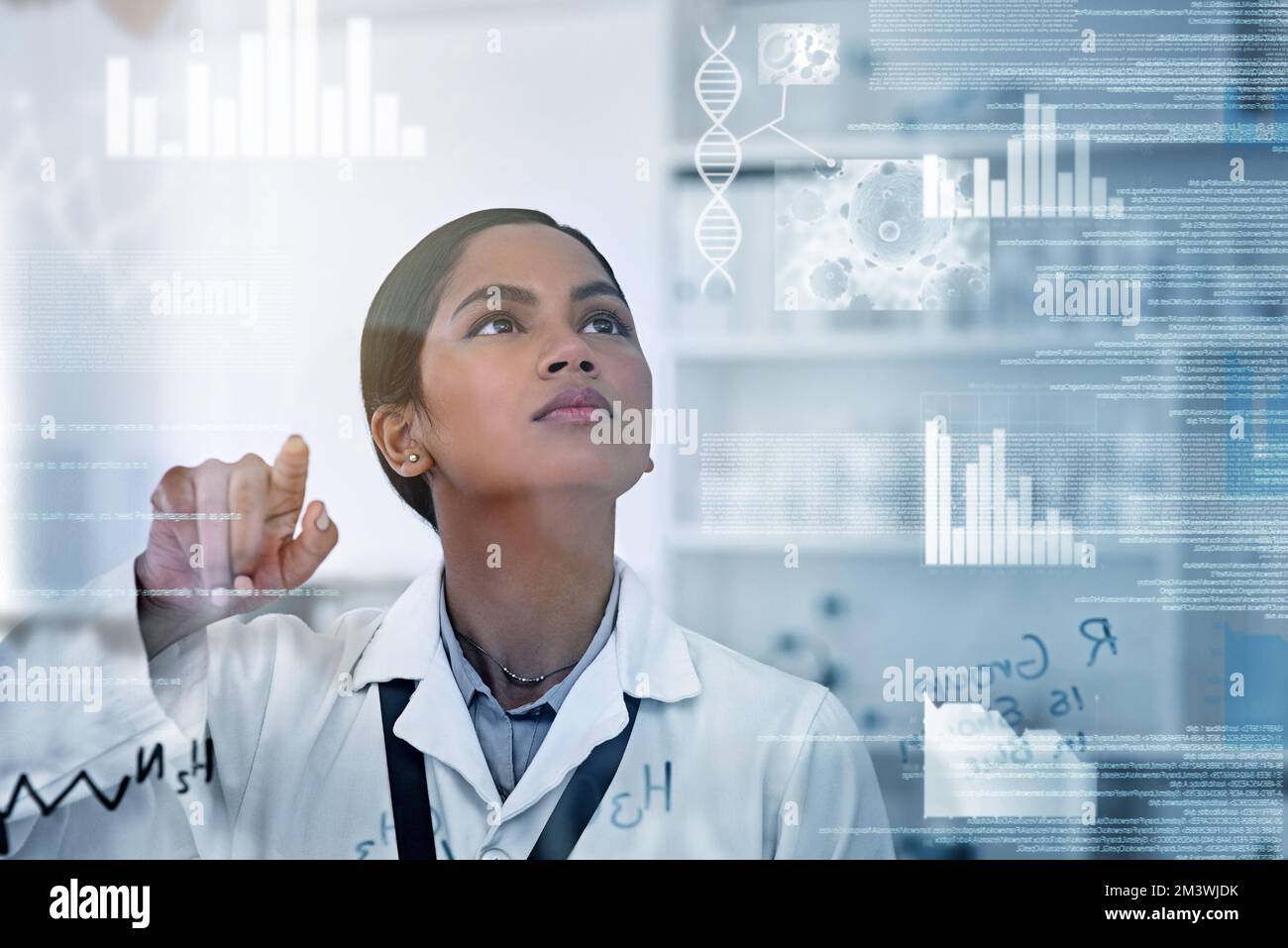 Science and technology go hand in hand. an attractive young female ...