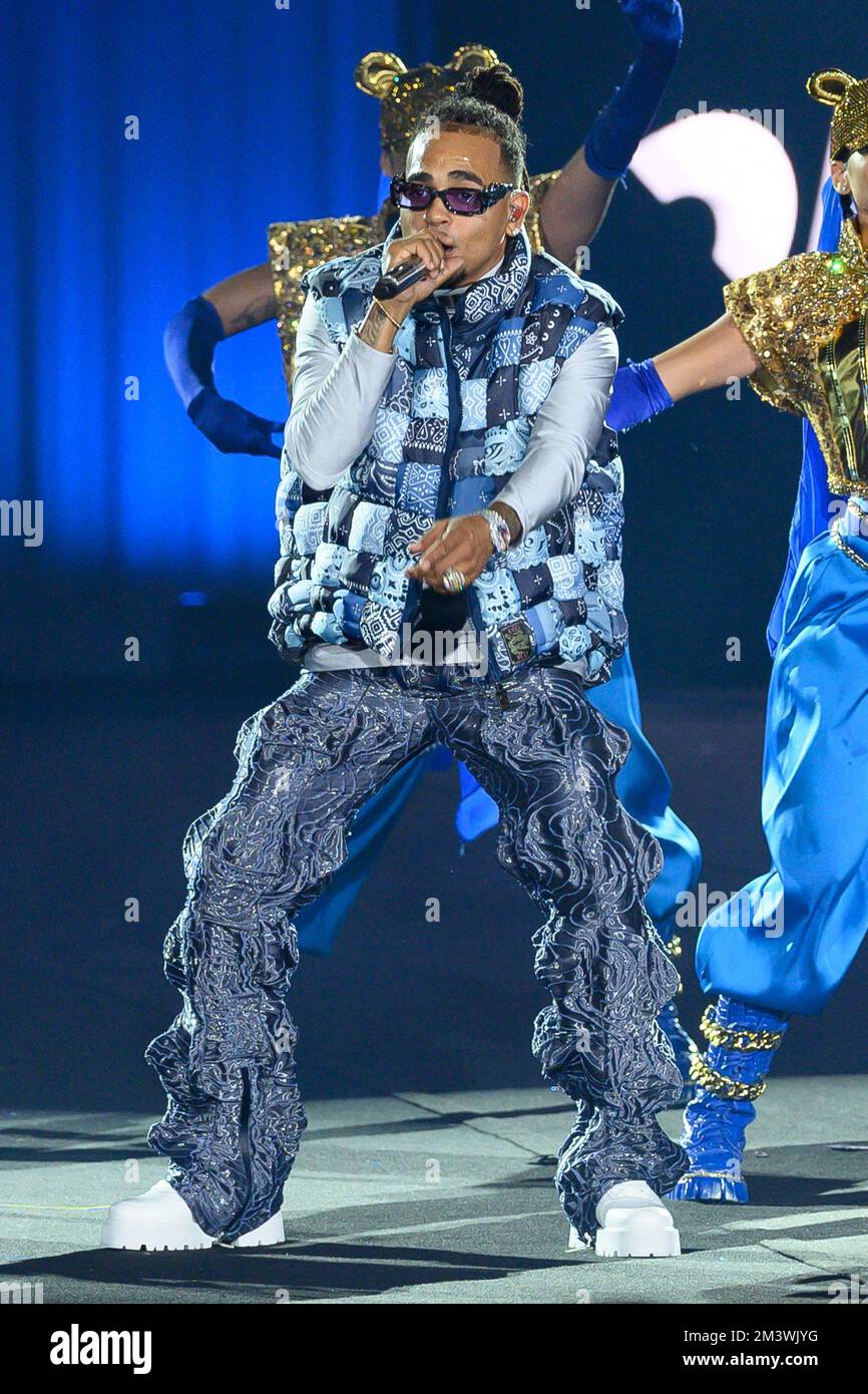 Ozuna performs before the Qatar Fashion United by CR Runway held at the ...
