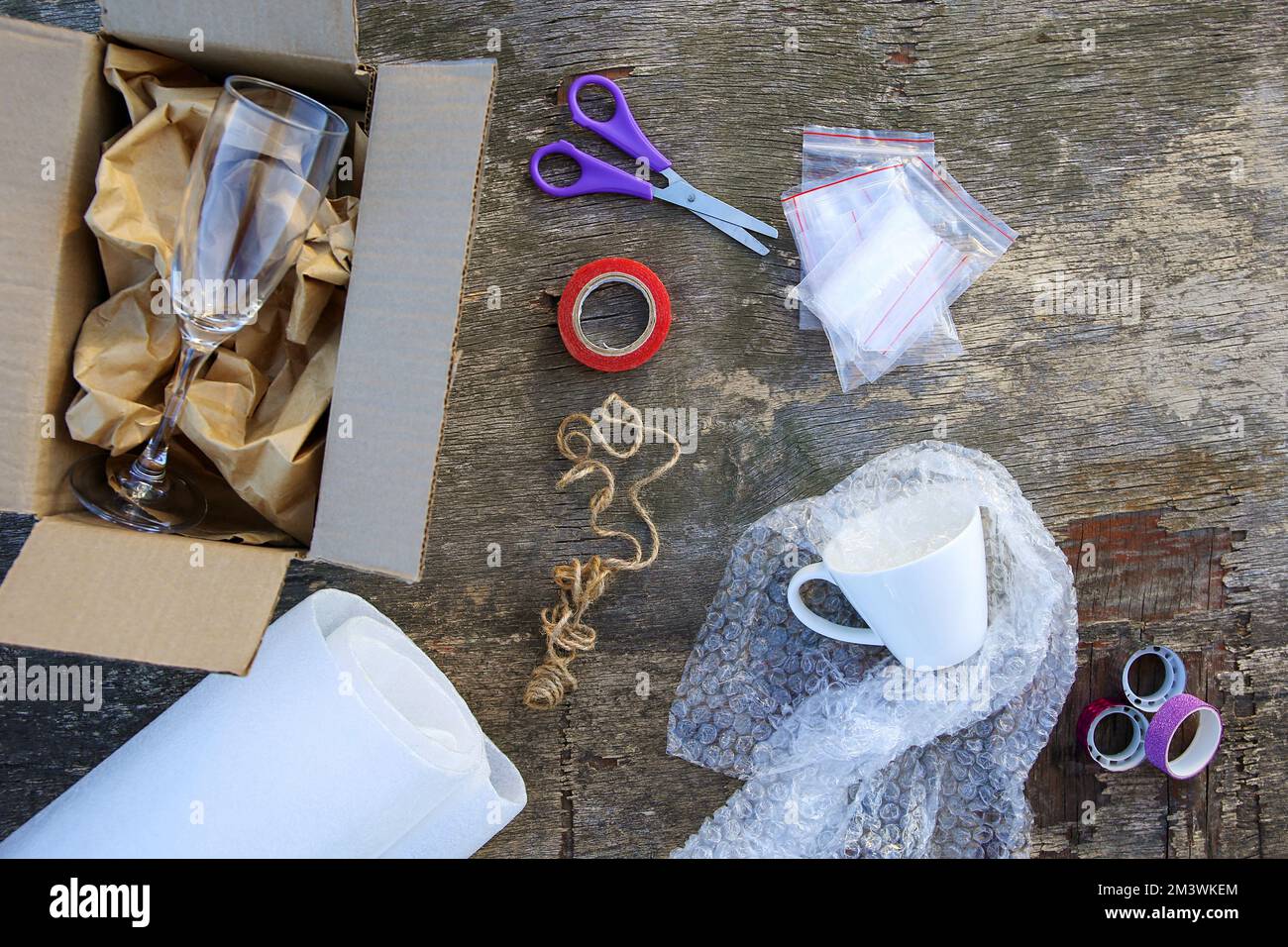 Different packaging for parcels. The concept of protecting fragile ...