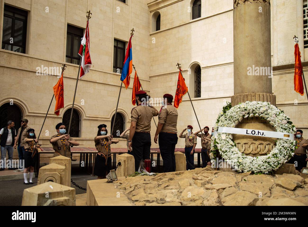 The Homenetmen scouts during Commemoration of April 24 Armenian ...