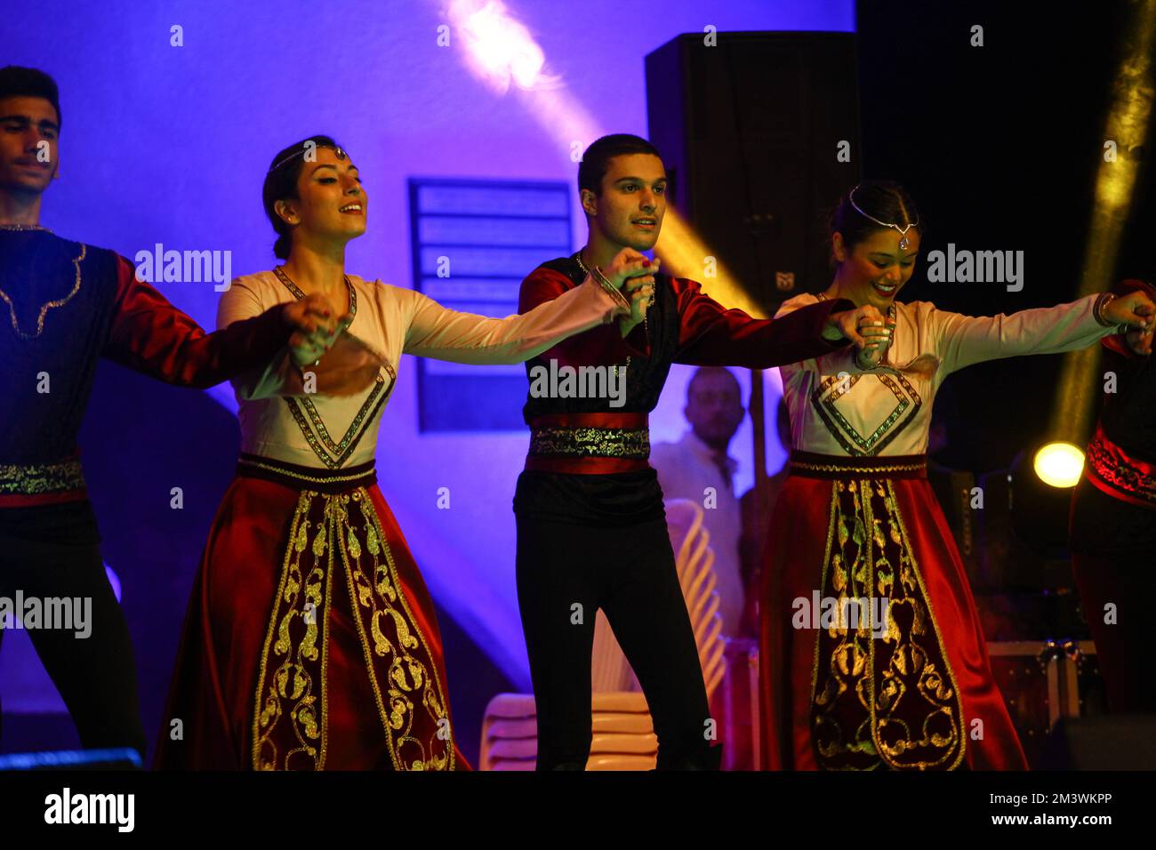 An Armenian group of dancers during traditional Anjar festival Stock ...