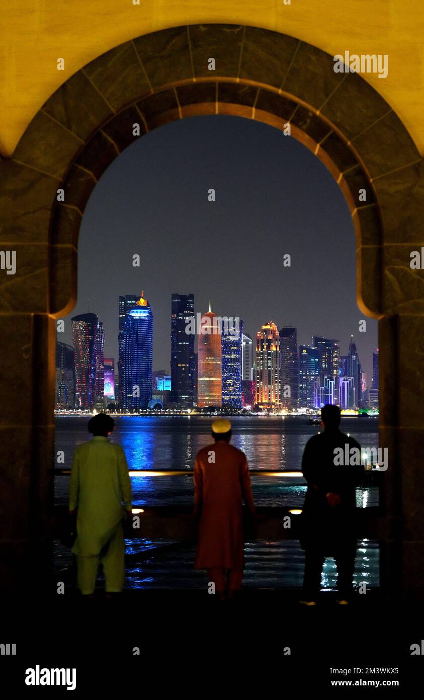 The Doha skyline is illuminated, captured from the Museum of Islamic ...