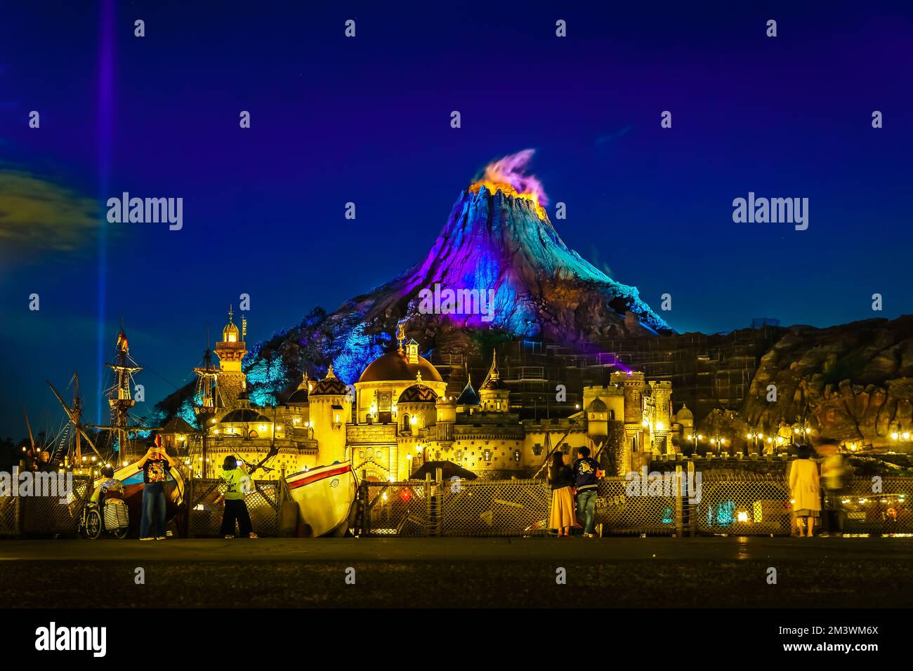 Tokyo Disney Sea at night. It is a fantasy theme park in Tokyo Disney ...
