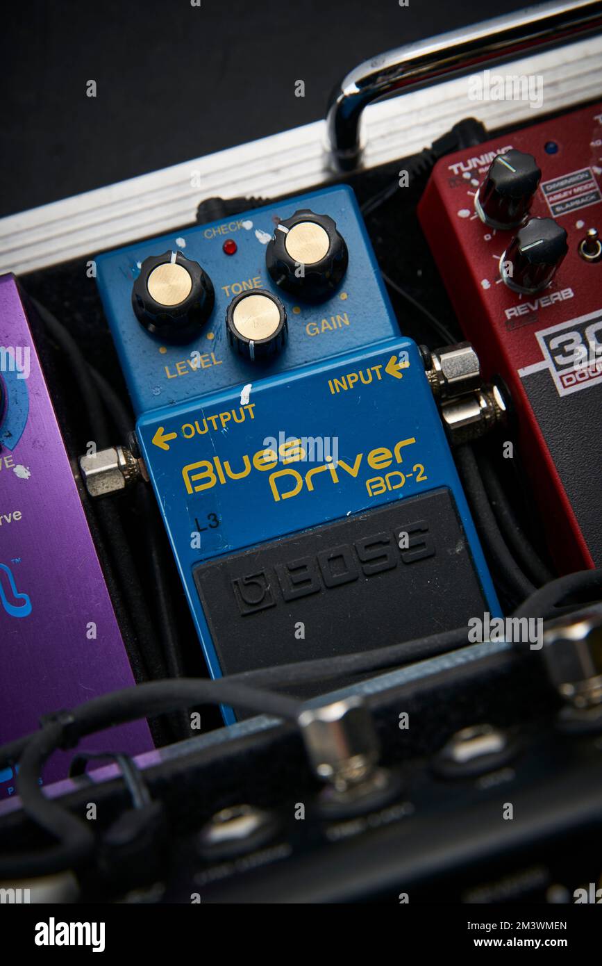 The pedal board of guitarist Gem Archer, former Oasis guitarist and ...