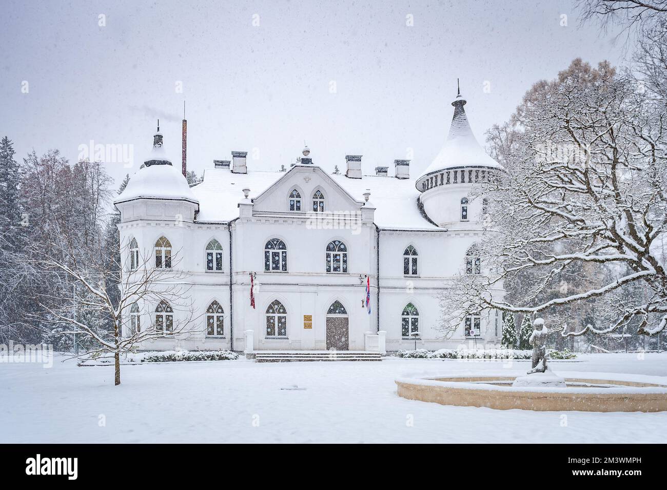 Baldone, Latvia. November 26, ‎2022: Baldone White Palace is one of ...