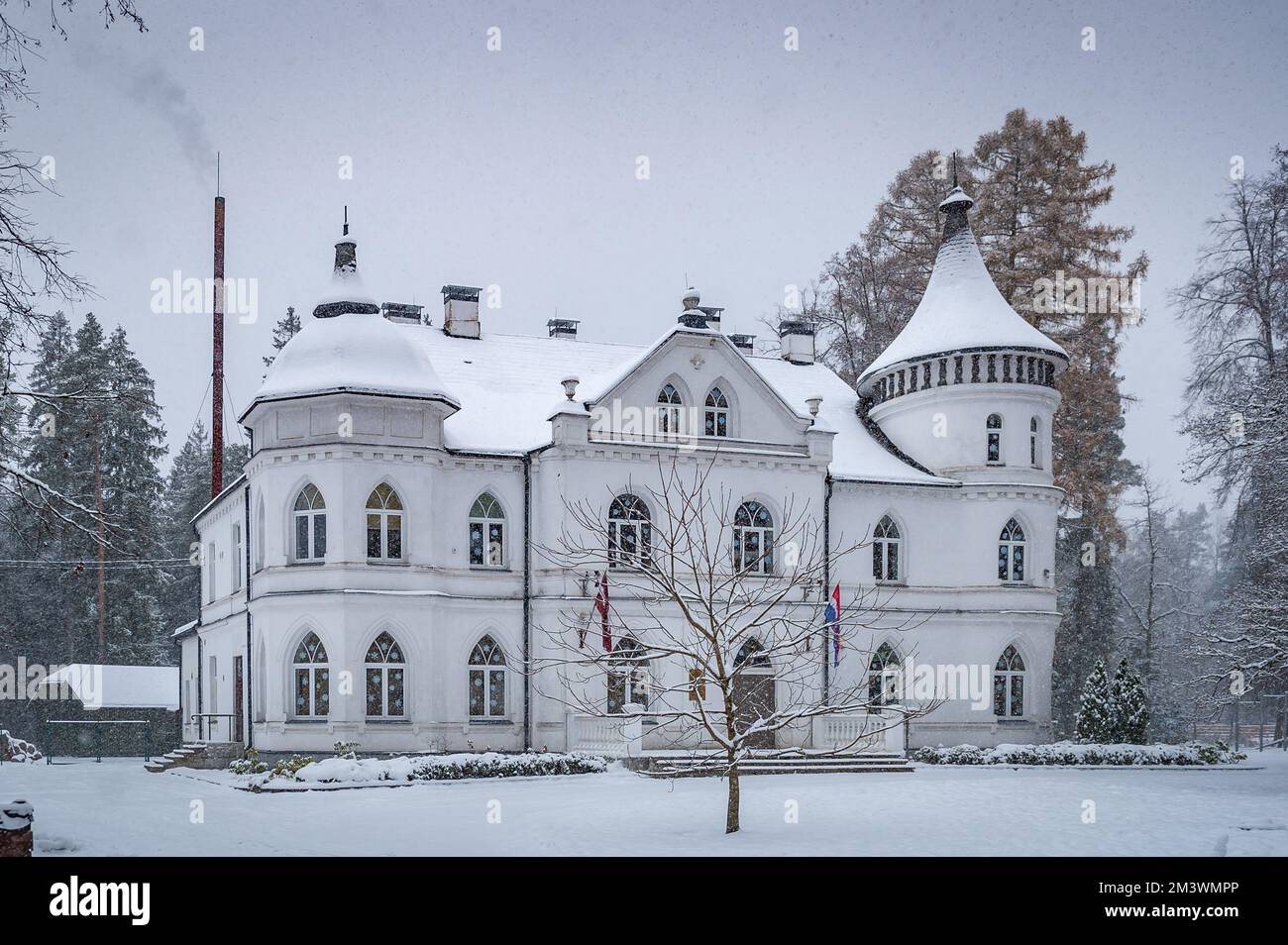 Baldone, Latvia. November 26, ‎2022: Baldone White Palace is one of ...