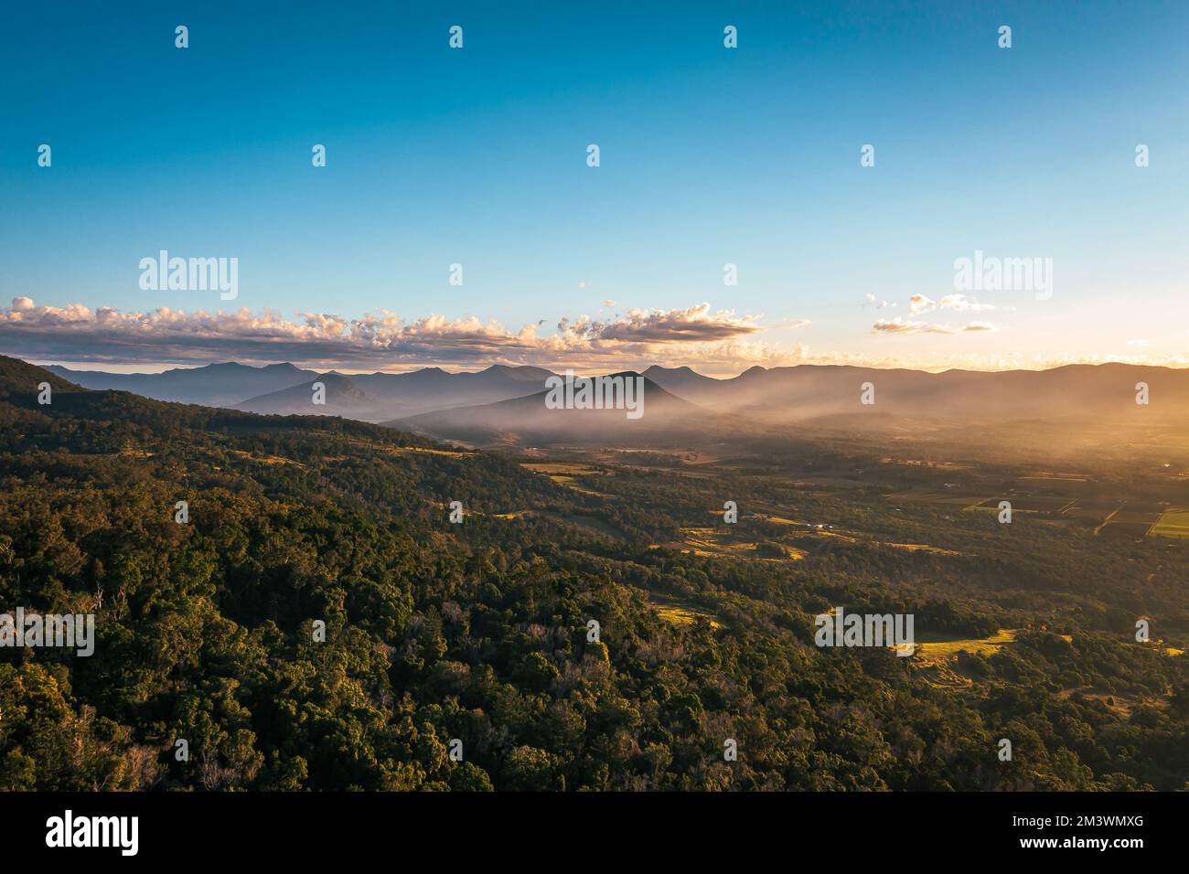 Drone aerial view of Mount French in the Scenic Rim, Queensland ...