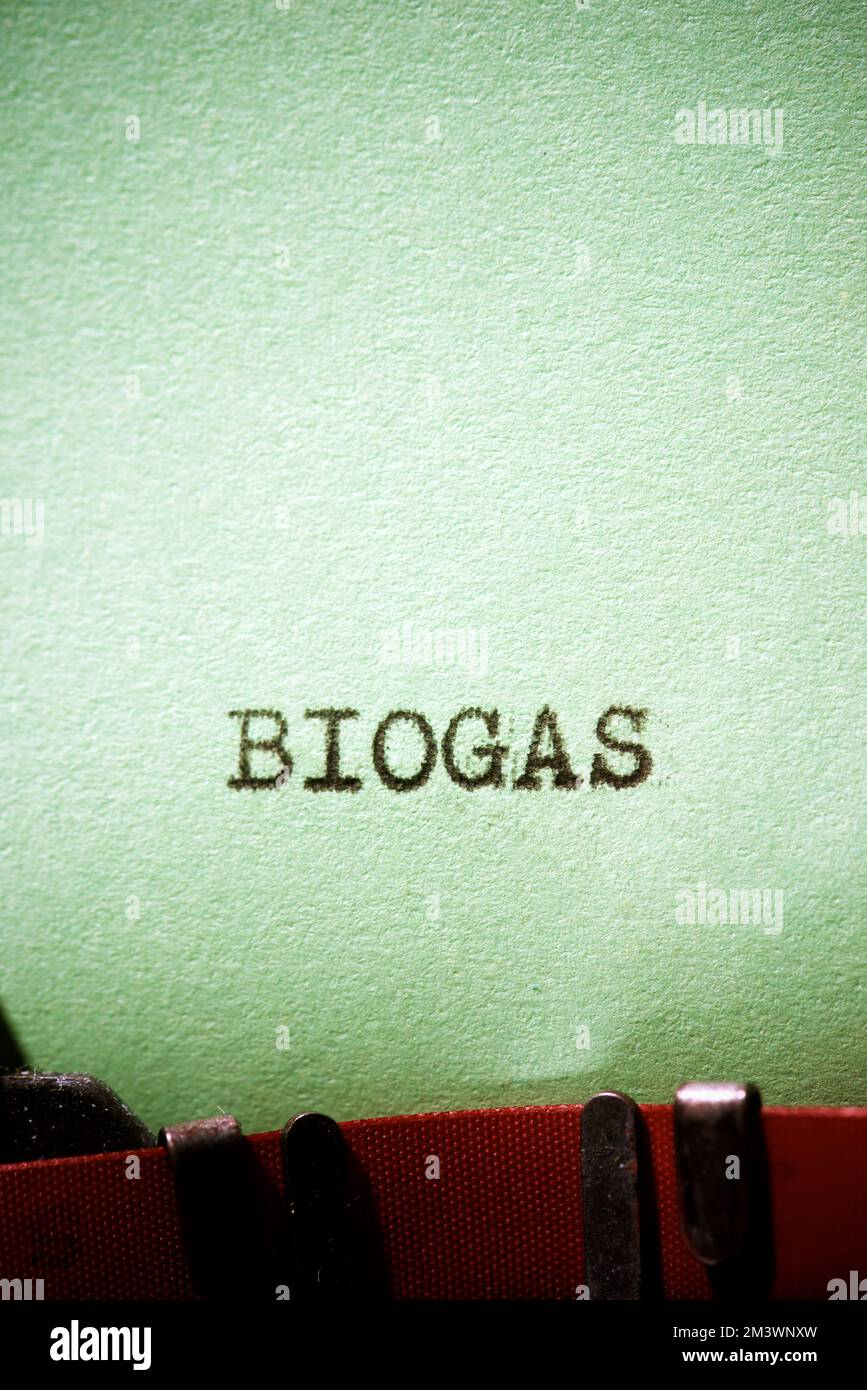 Biogas word written with a typewriter Stock Photo - Alamy