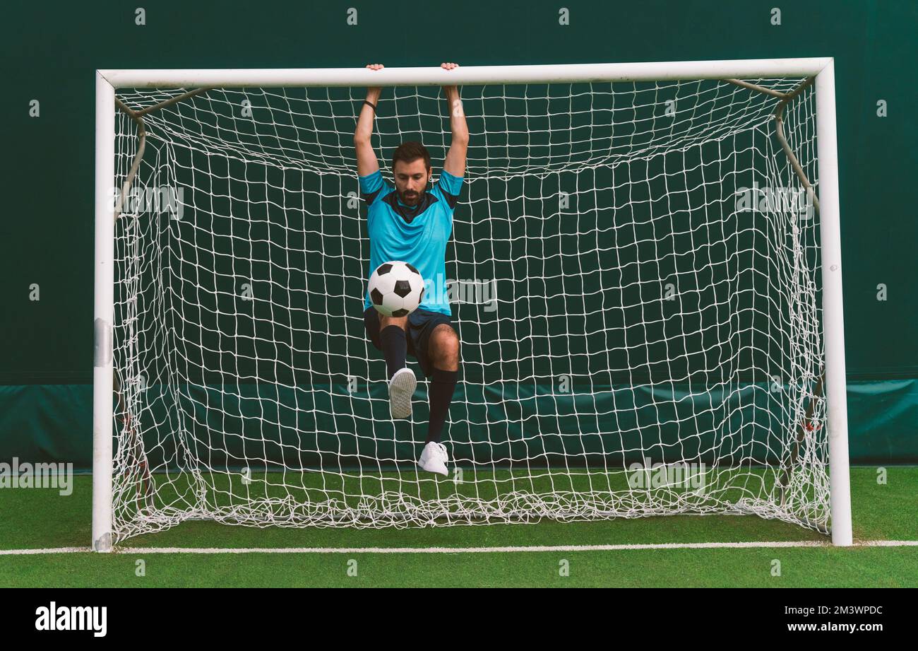 Cinematic image of a soccer freestyle player making tricks with the ...