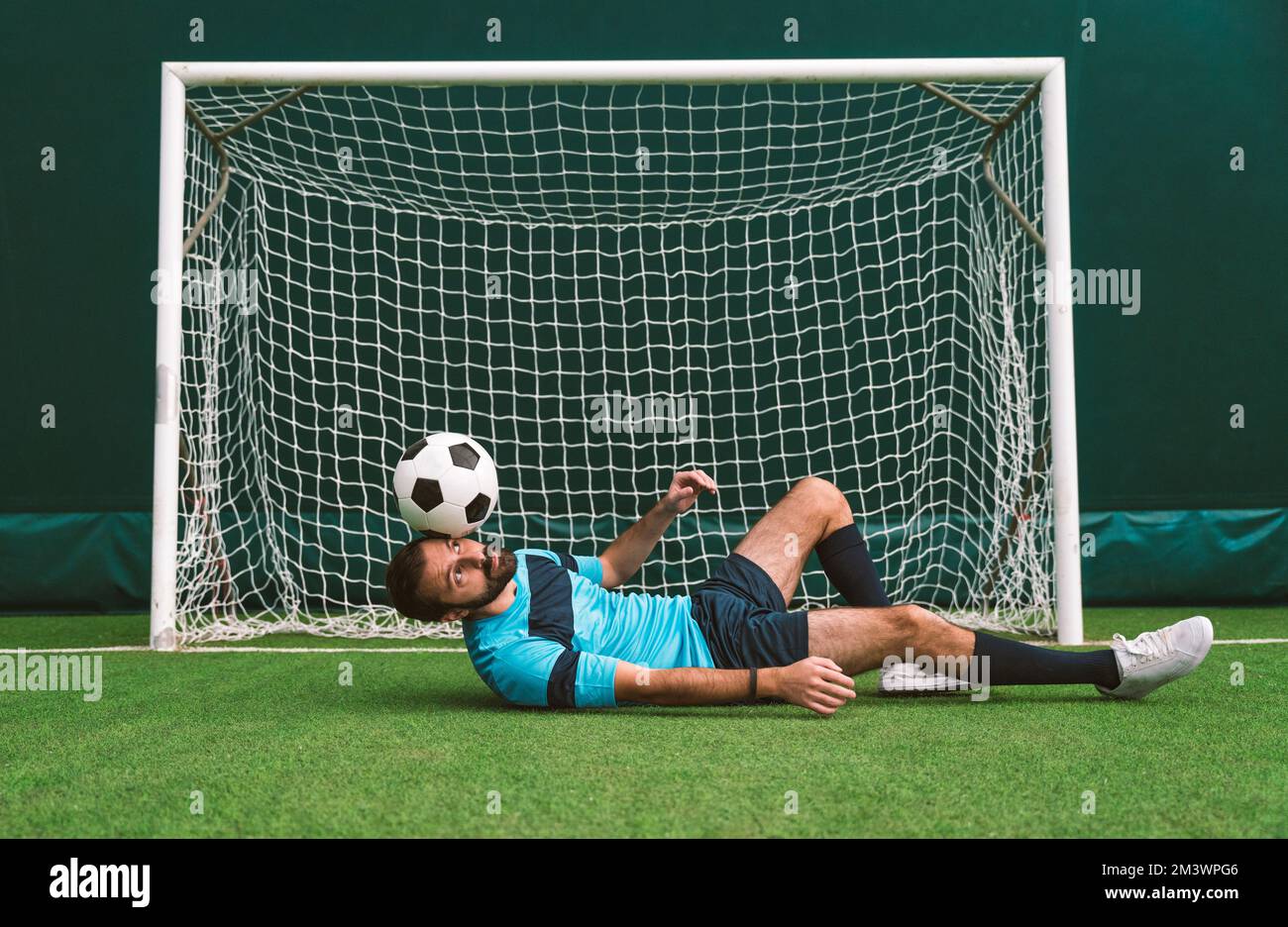 Cinematic image of a soccer freestyle player making tricks with the ...