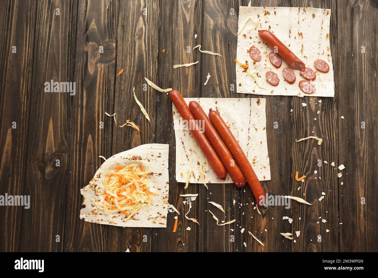 products for the preparation of burrito.photo with copy space Stock ...