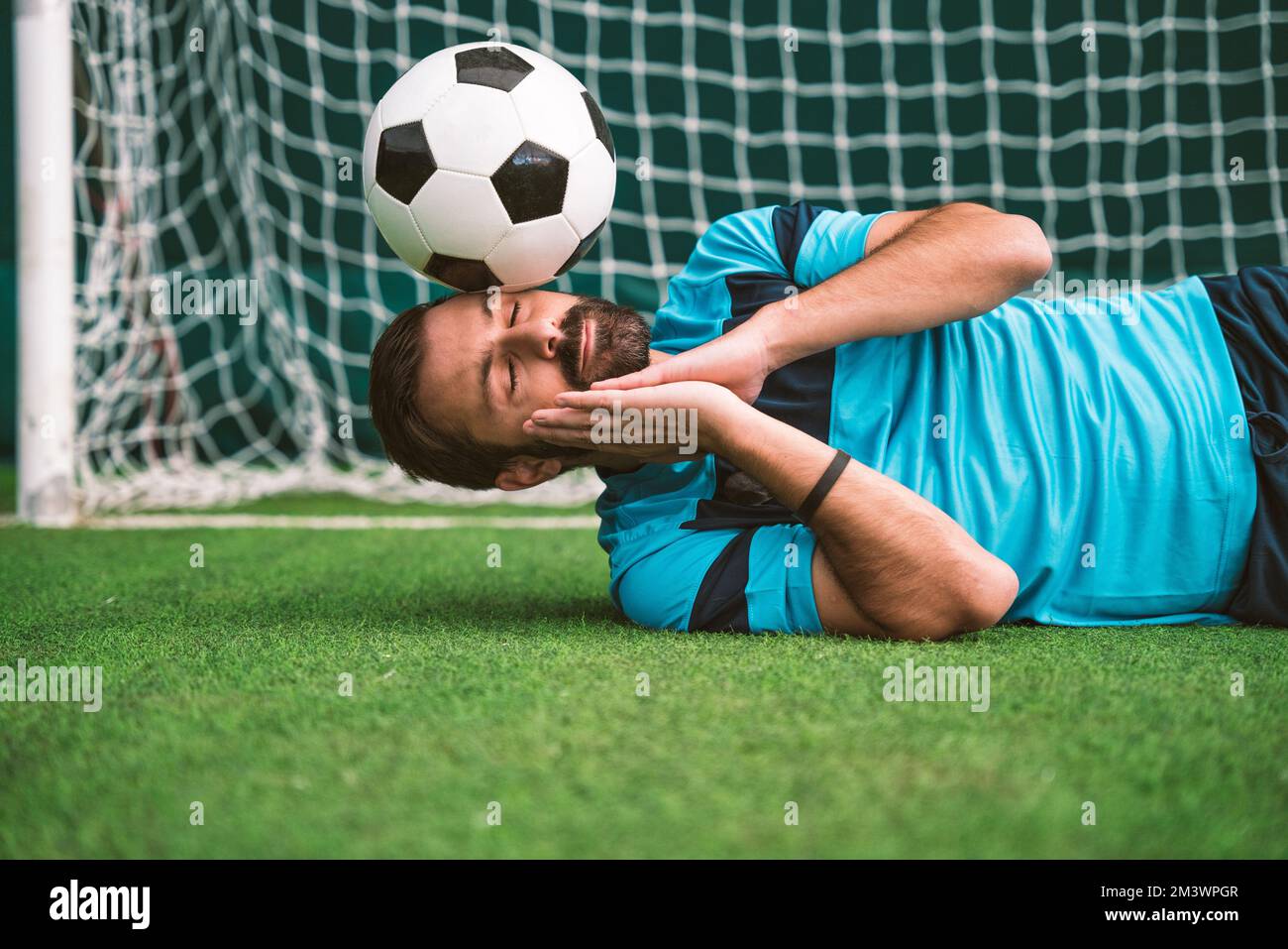 Cinematic image of a soccer freestyle player making tricks with the ...
