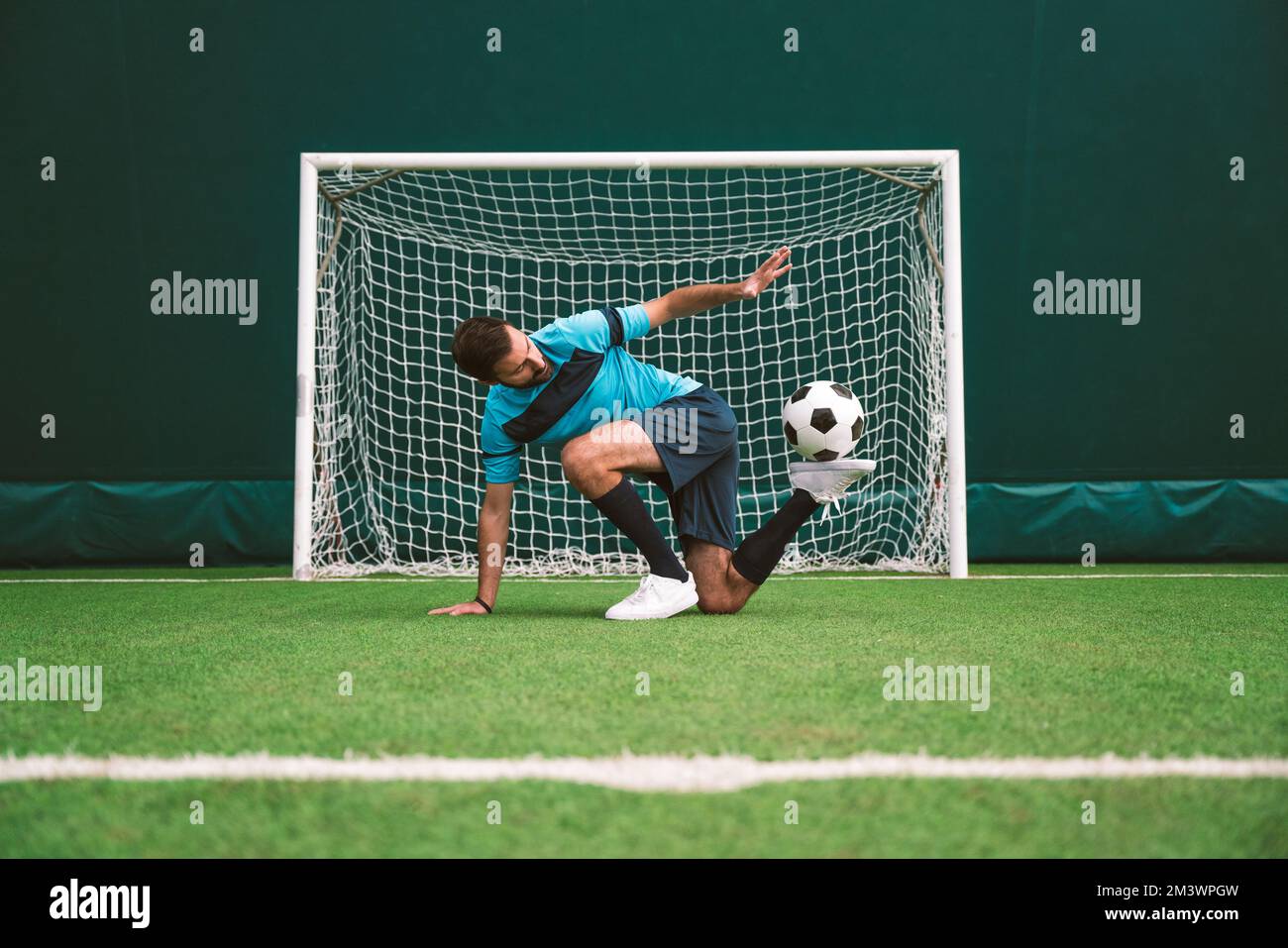 Cinematic image of a soccer freestyle player making tricks with the ...