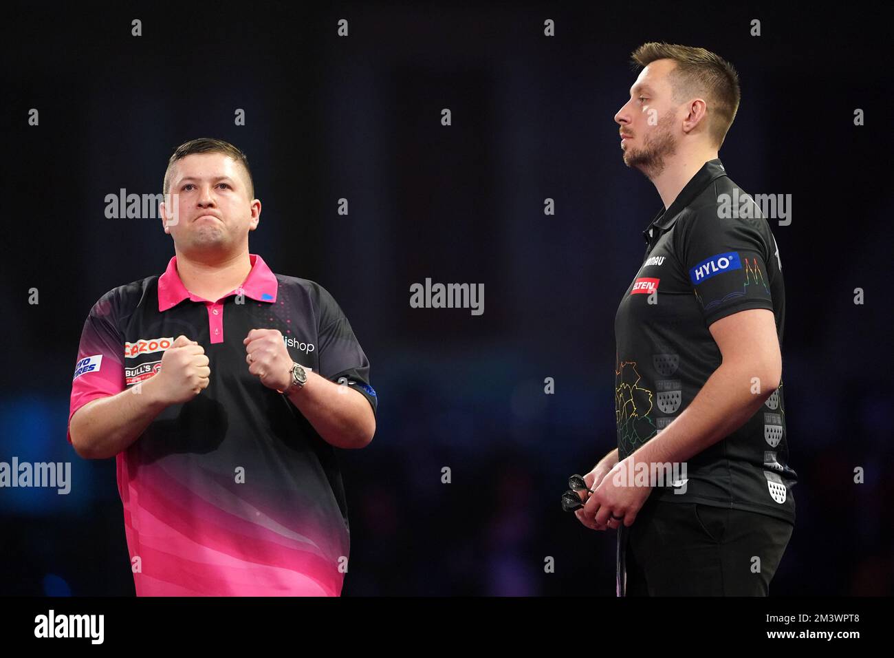 England's Keegan Brown in action against Germany's Florian Hempel ...