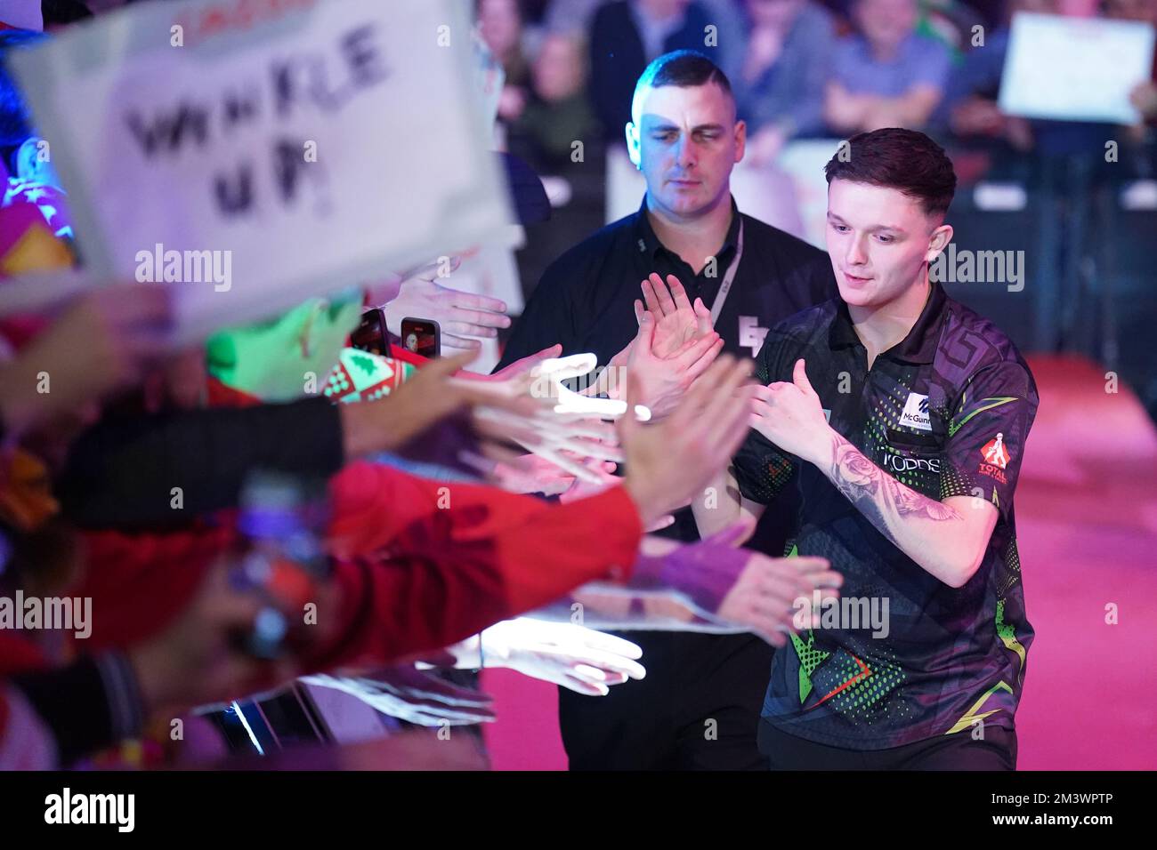 Ireland's Nathan Rafferty in action against England's Michael Smith ...