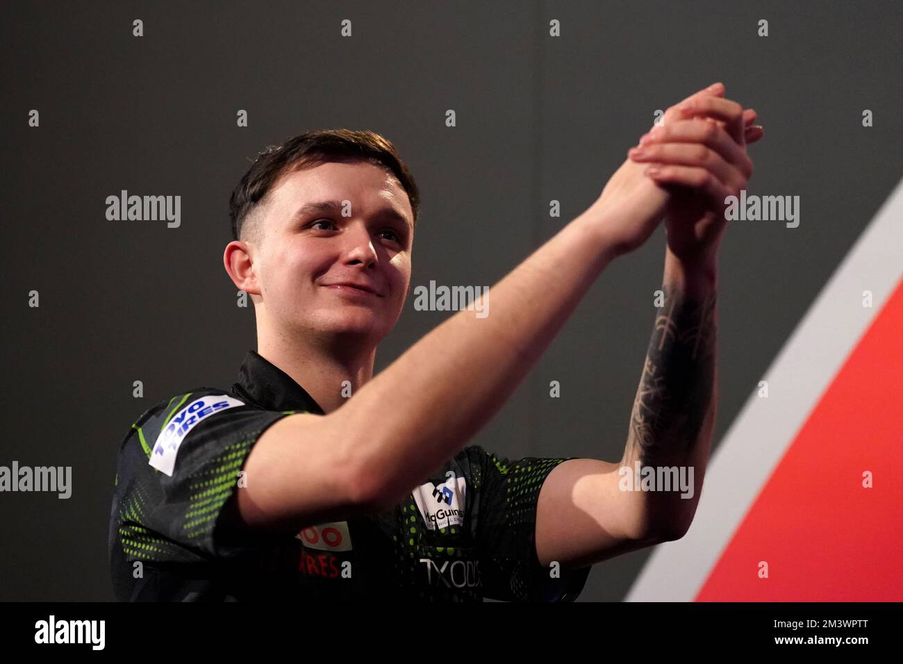 Ireland's Nathan Rafferty in action against England's Michael Smith ...