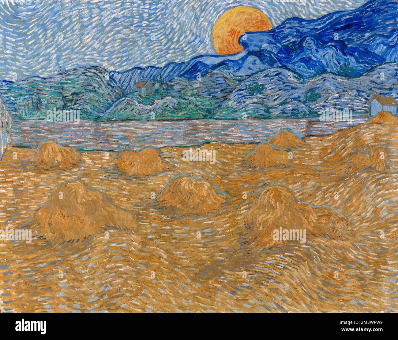 Vincent van Gogh, Landscape with wheat sheaves and rising moon ...