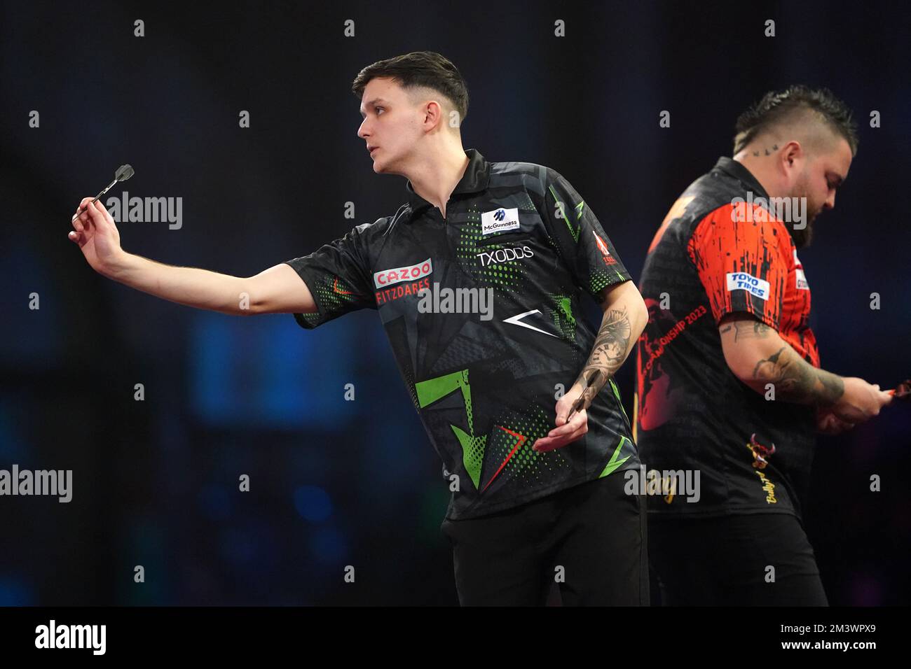 Ireland's Nathan Rafferty in action against England's Michael Smith ...