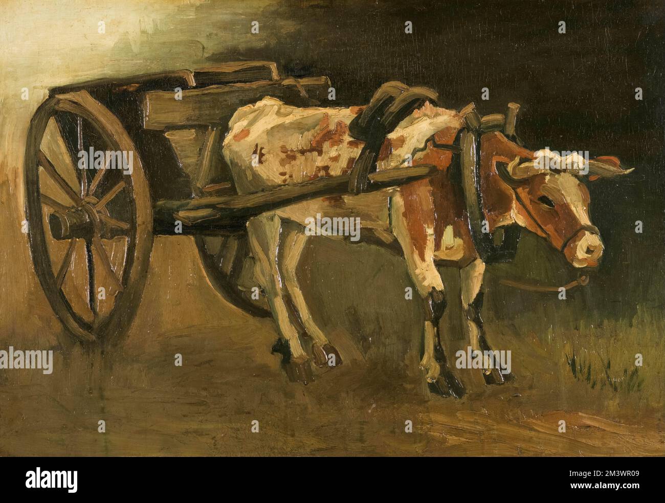 Vincent van Gogh, Oxcart, (Ox pulling a cart), painting in oil on ...