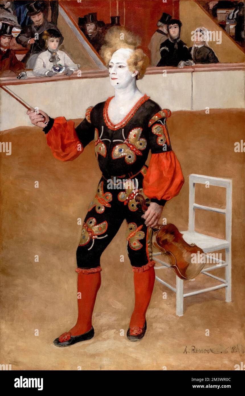 The Clown, painting in oil on canvas by Pierre Auguste Renoir, 1868 ...