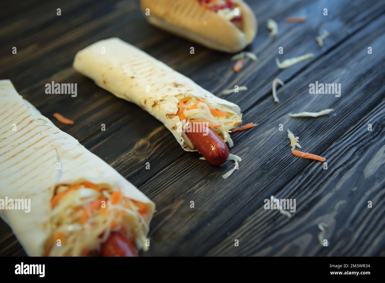 meals fasfuda on wooden background.photo with copy space Stock Photo ...