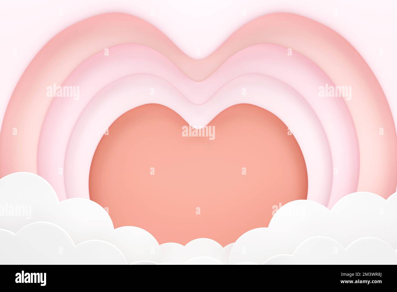 3D. circle the heart fram surrounds it in pink color tones and cloud ...