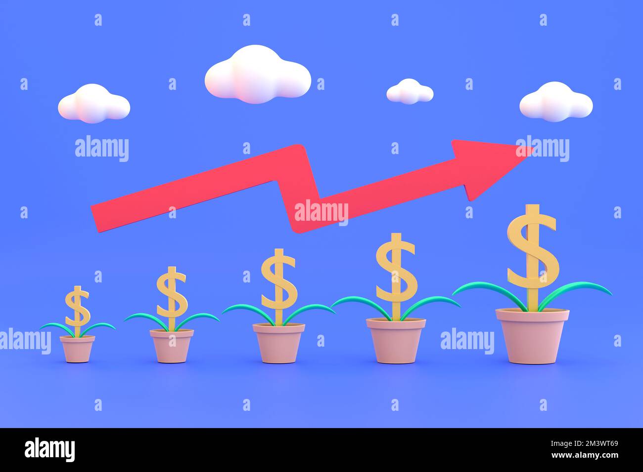 3D. Dollar tree and graph growth graph. finance investment idea Stock ...