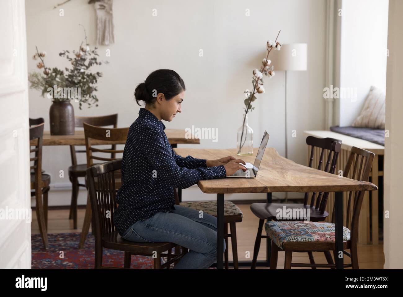 Focused pretty Indian freelancer businesswoman working at home Stock ...
