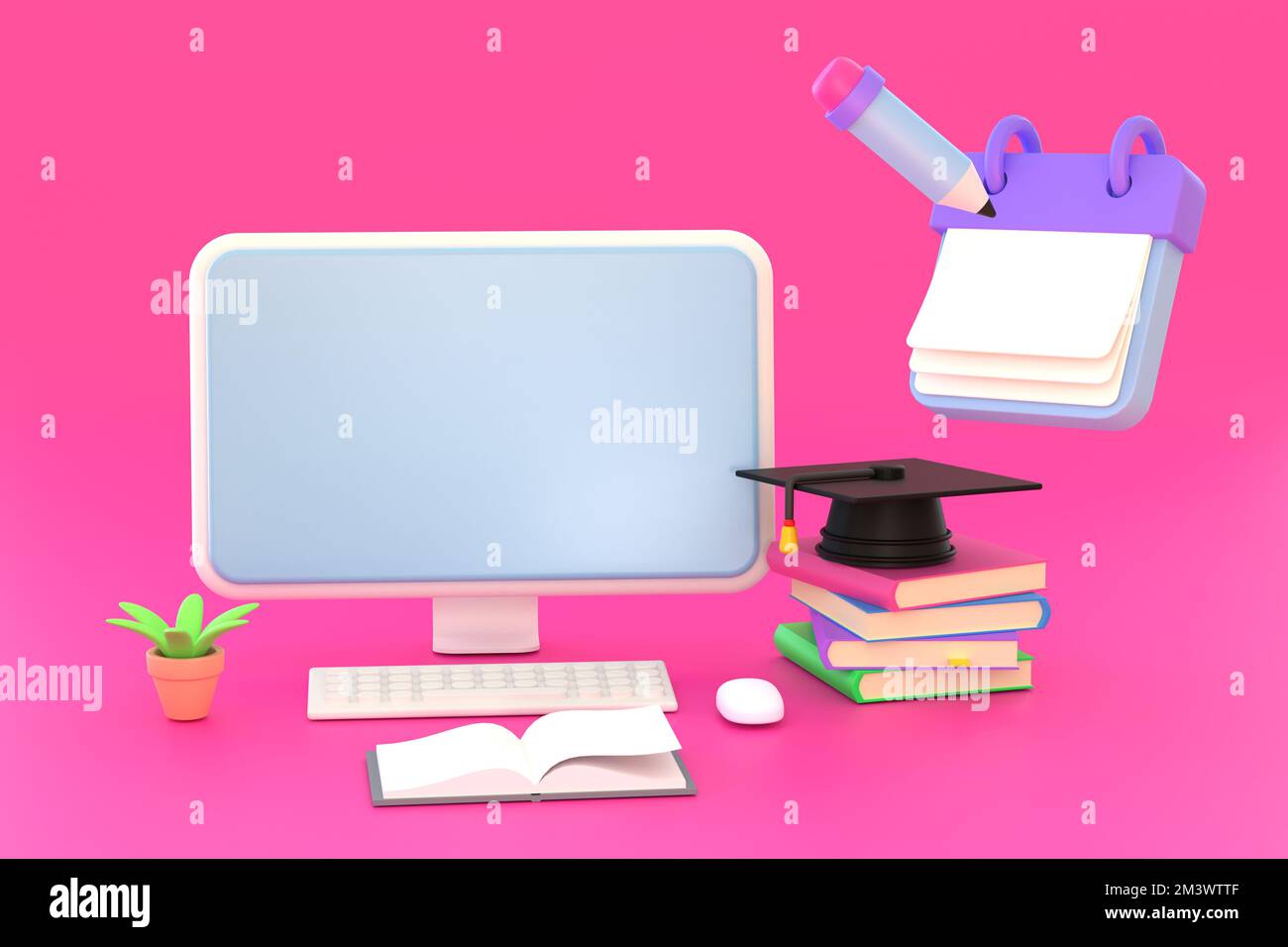 3D. readiness to study computer educational information Stock Photo - Alamy